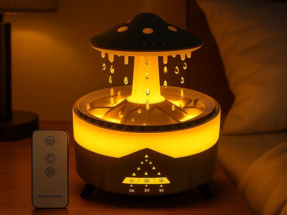 Verk Group Vlhčič vzduchu, diffuzér vůně, led lampa ve tvaru ufo s dálkovým ovládáním
