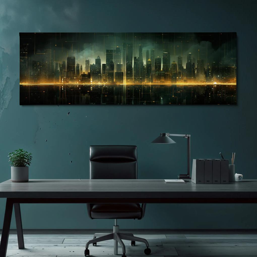 Obraz na plátně - Futuristické město - Hackerův Sen FeelHappy.cz Velikost obrazu: 90 x 30 cm