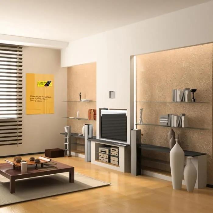 Žlutá neapolská skleněná magnetická tabule nalepovací na zeď Smatab® - 80 × 120 cm