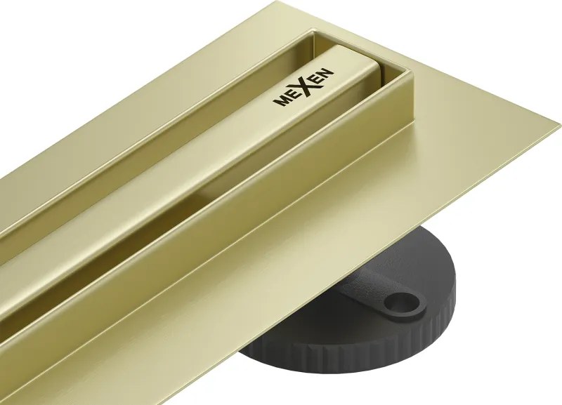 Mexen Flat 360° Slim sprchový žlab 130 cm, zlatá matná, 1A41130