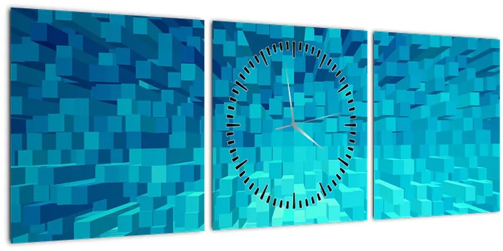 Obraz - abstraktní kostky (s hodinami) (90x30 cm)