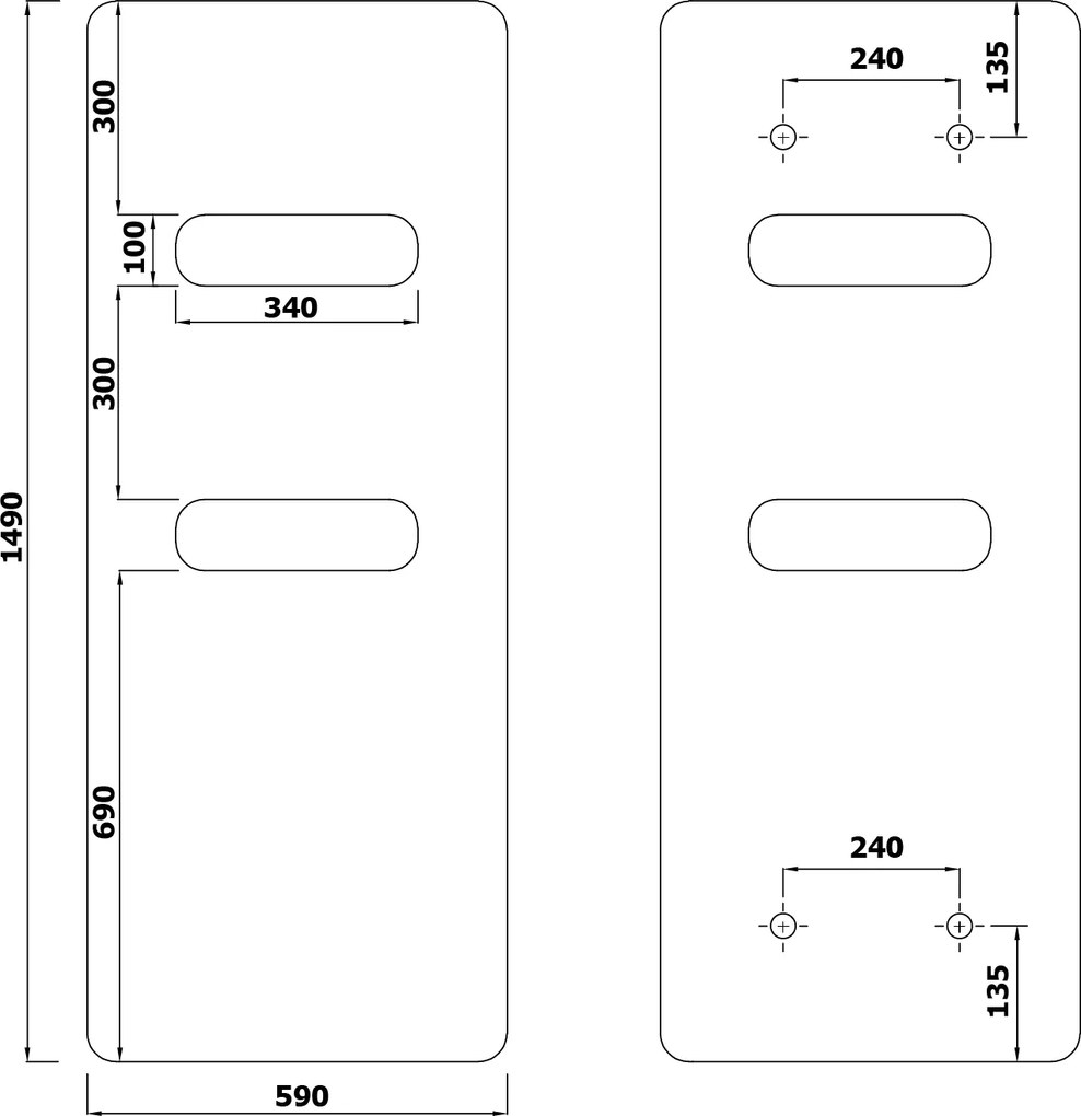 Sapho Tabella Open otopné těleso 590 x 1490 mm černá mat MI1457