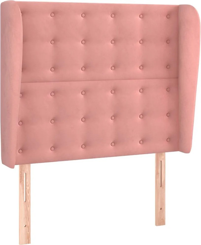 Čelo postele typu ušák růžové 83 x 23 x 118/128 cm samet 3118437