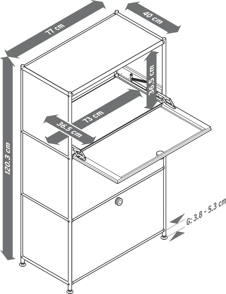 Tchibo - Kovový regál »Cn3« se 3 výklopnými dvířky