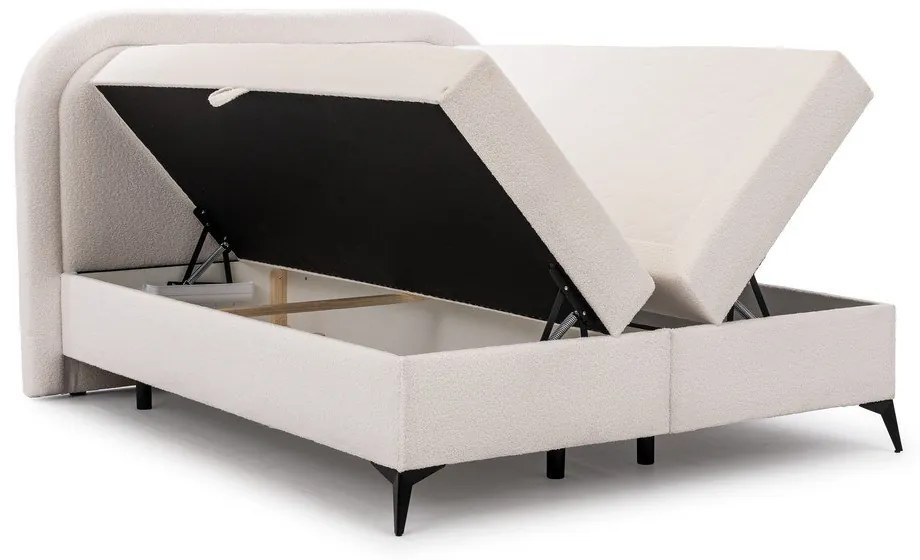 Bílá boxspring postel s úložným prostorem 160x200 cm Ornes – Ropez