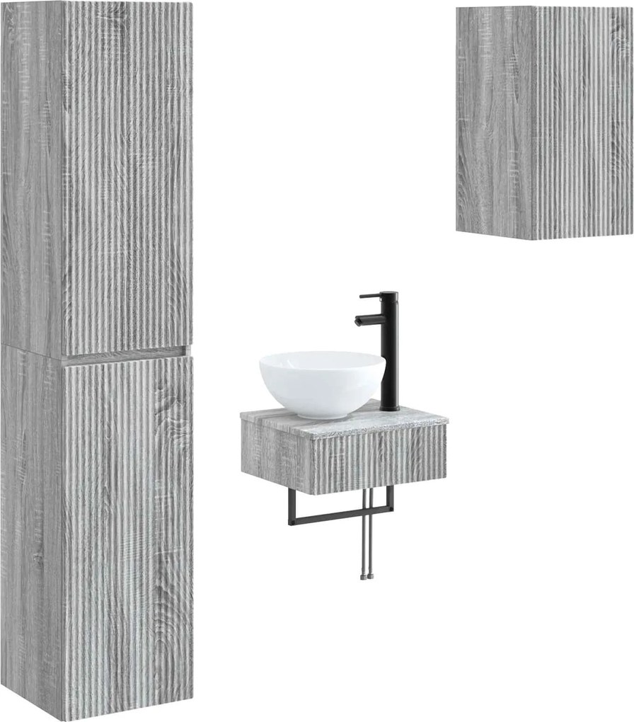 Sada koupelnového nábytku 3 ks Šedý Sonoma 33 x 34,5 x 160 cm 3406049
