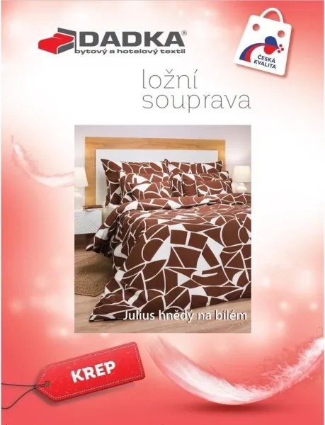 DADKA Povlečení krep Julius hnědý na bílém 140x200, 70x90 cm