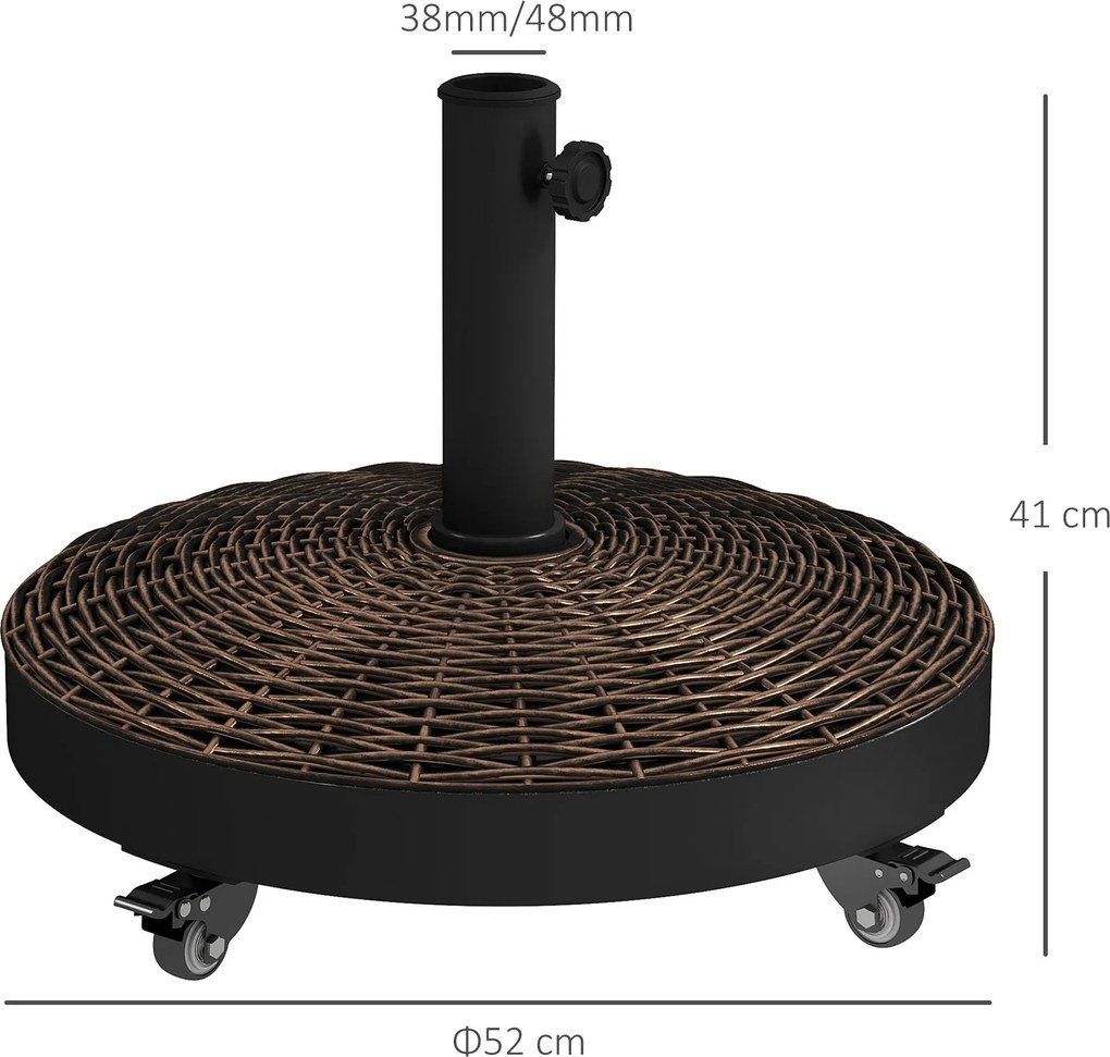Podstavec na slunečník Outsunny s hmotností 50 lb a 4 kolečky - Ø 52 x 41H cm - Bronzový | Aosom