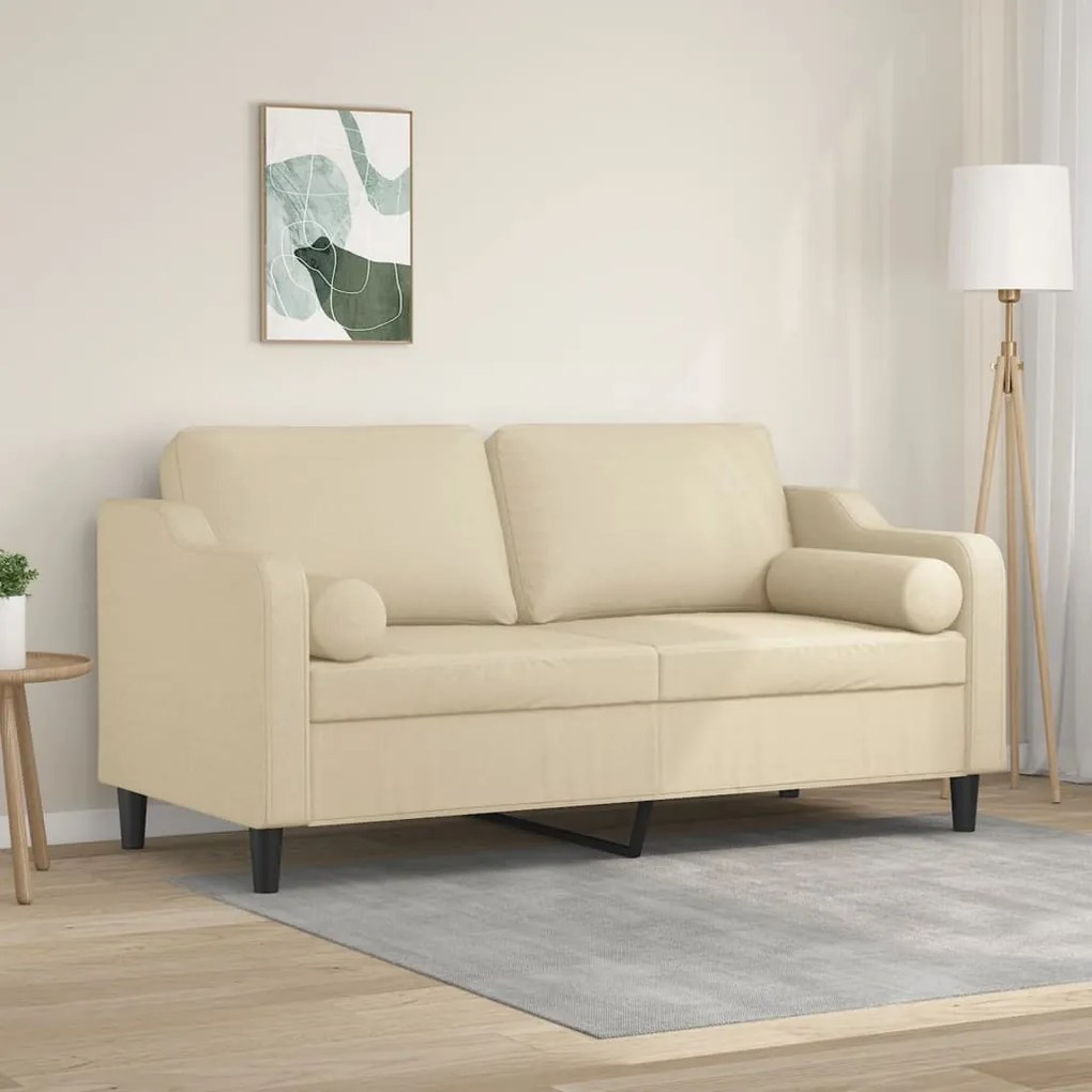 2místná pohovka s polštáři krémová 140 cm textil 3200847