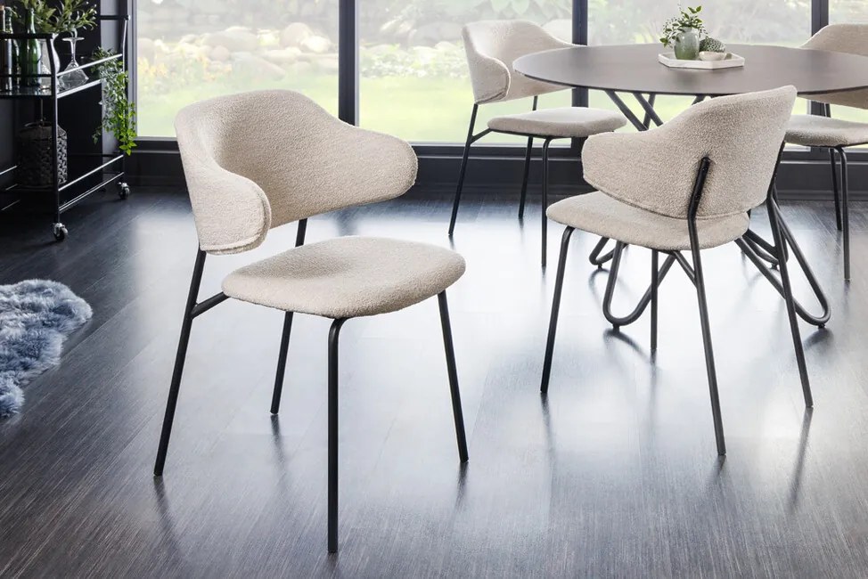 Designová jídelní židle Blois greige bouclé