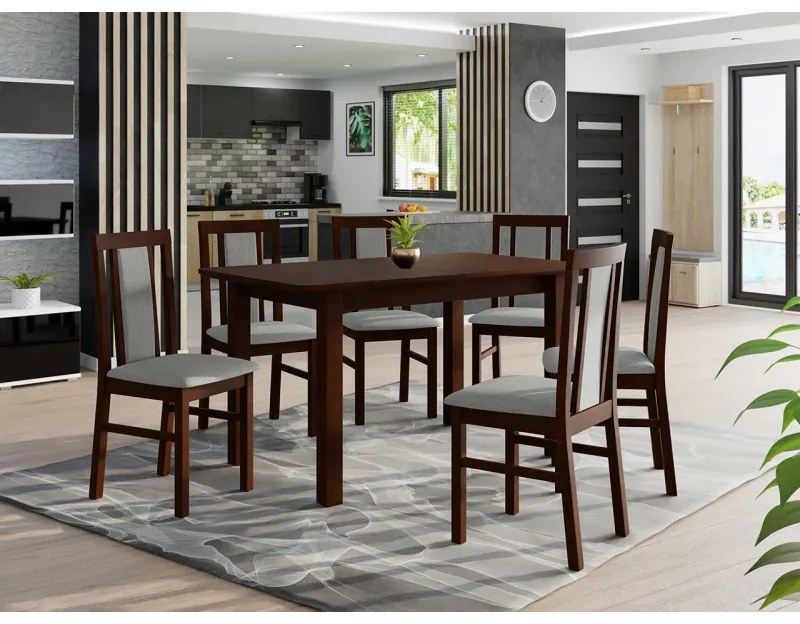 Rozkládací stůl se 6 židlemi - AL65, Barva dřeva: ořech, Potah: 25x - Paros 2
