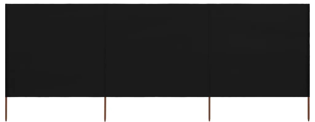 3dílná zástěna proti větru textil 400 x 80 cm černá