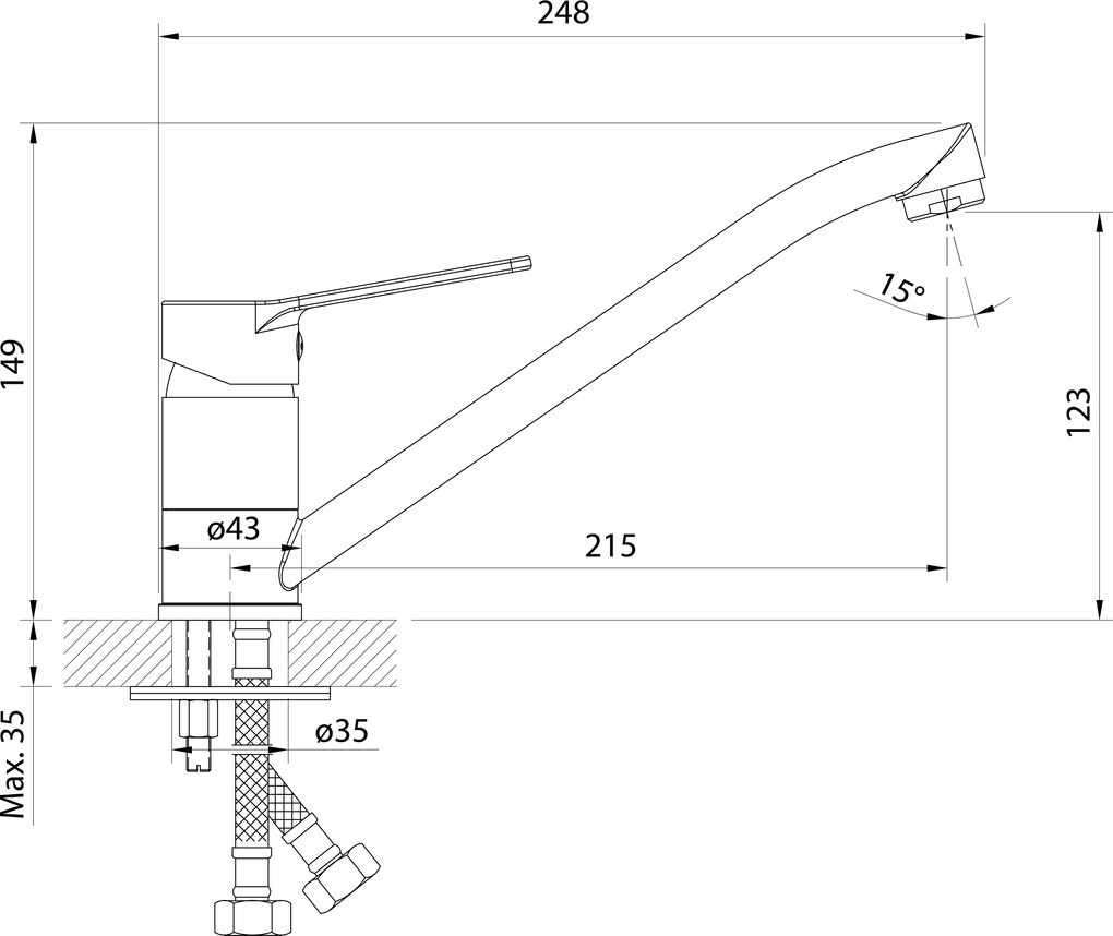 Aqualine Sintra dřezová baterie stojánková bez výpusti chrom SX070