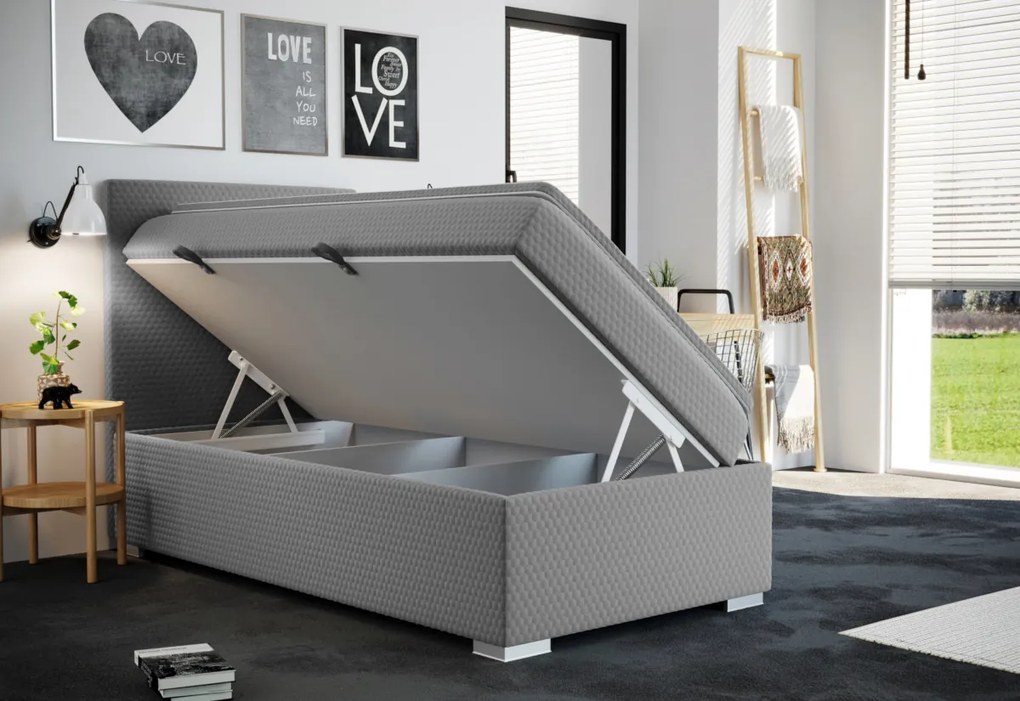 Čalouněná postel boxspring ICON + topper, 80x200, sawana pik honey 72, levá