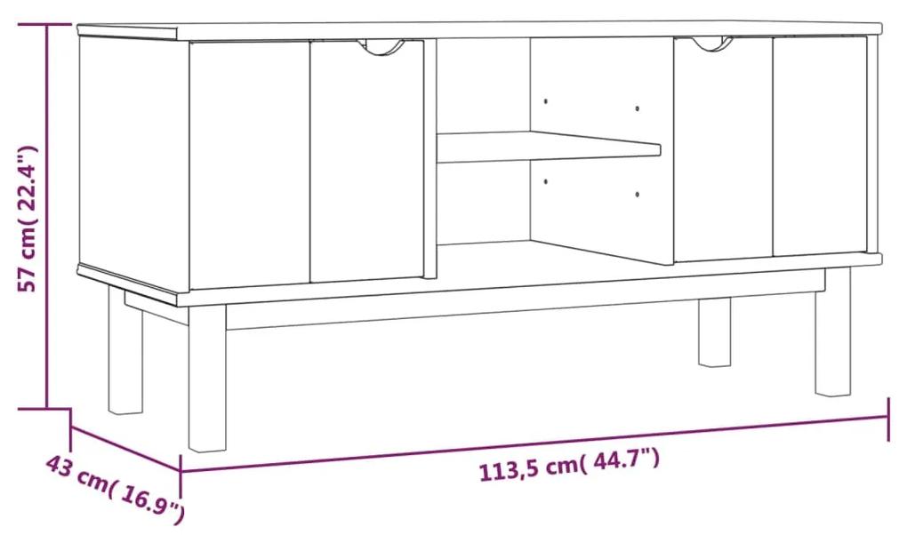 TV skříňka OTTA - masivní borovice - 113,5x43x57 cm | hnědá/bílá