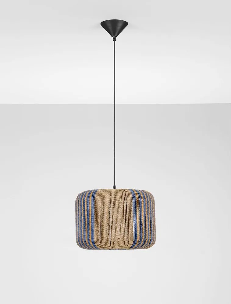 Modré/v přírodní barvě provazové závěsné svítidlo ø 33 cm Abby – Nova Luce