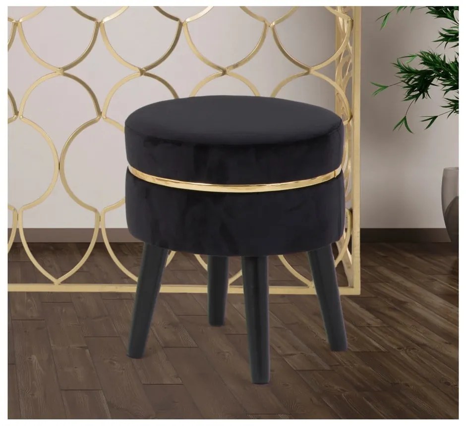 Černá polstrovaná stolička Mauro Ferretti Paris, ⌀ 35 cm