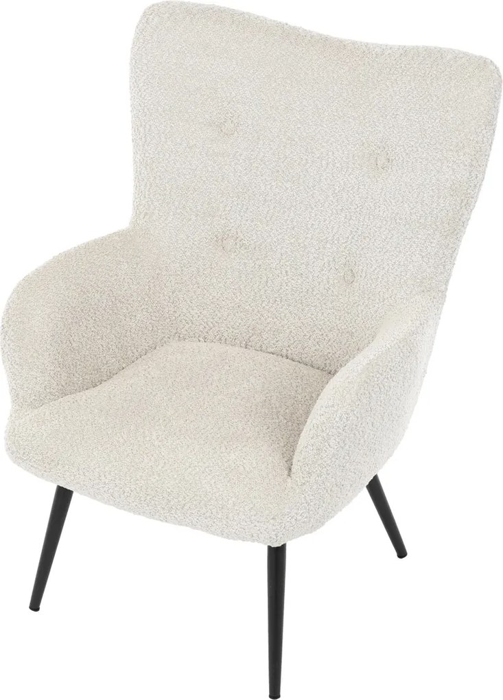 Relaxační křeslo ušák RUF - béžová bouclé látka