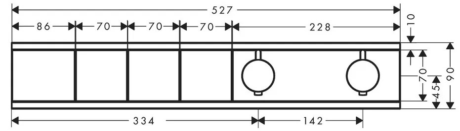 Hansgrohe RainSelect, baterie pod omítku na 3 spotřebiče, chromová, 15381000