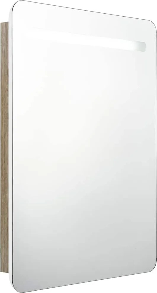 LED koupelnová skříňka se zrcadlem bílá a dub 60 x 11 x 80 cm 326508