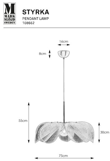 Markslöjd 108662 - Lustr na lanku STYRKA 1xE27/40W/230V pr. 75 cm černá