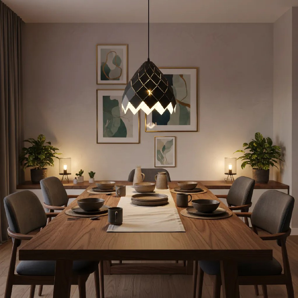 Toolight Toolight, závěsná kovová stropní lampa 1xE27 APP338-1CP, černá, OSW-05019