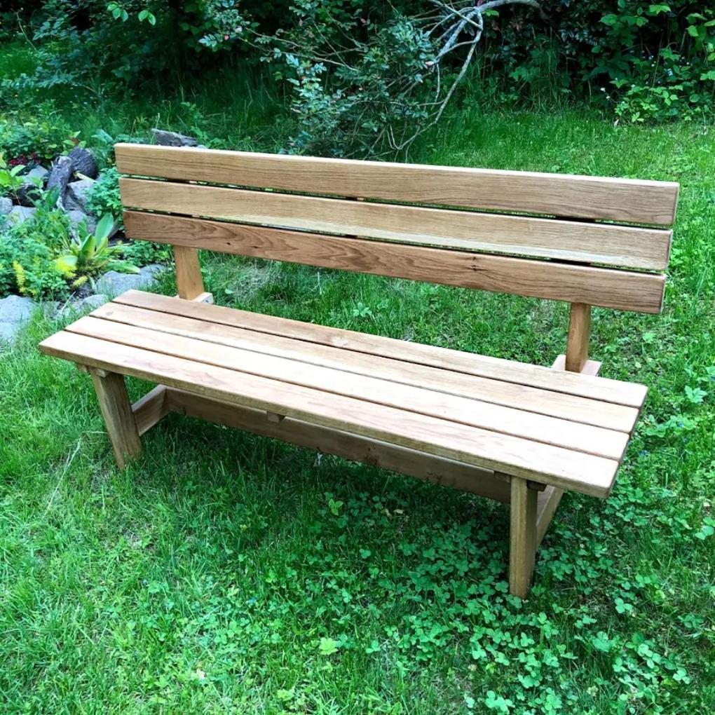KULHÁNEK Zahradní lavice s opěradlem - klasická Délka: 150 cm, Odstín nátěru: olej - teak