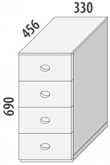 Domestav - DOMINO Skříň zásuvková kontejner hloubka 456 buk cink, mořený