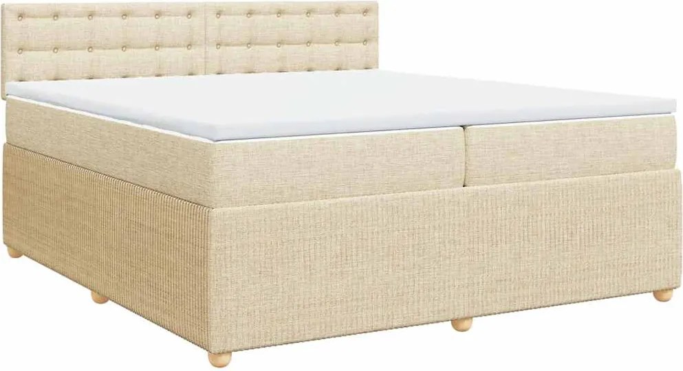 Box spring postel s matrací krémová 200x200 cm textil 3289882