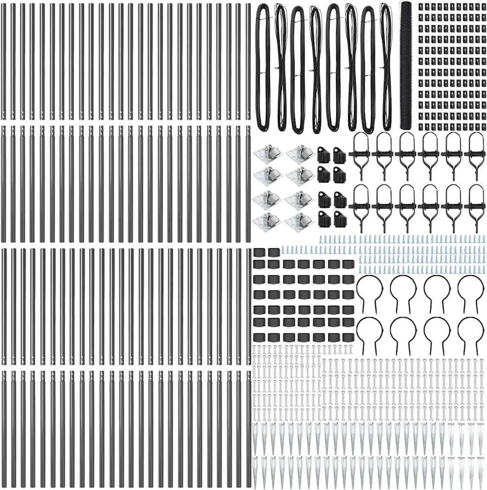 Hexagonální plot s podpěrou 100 x 1,6 m Ocel potažená PVC Šedá 3353323
