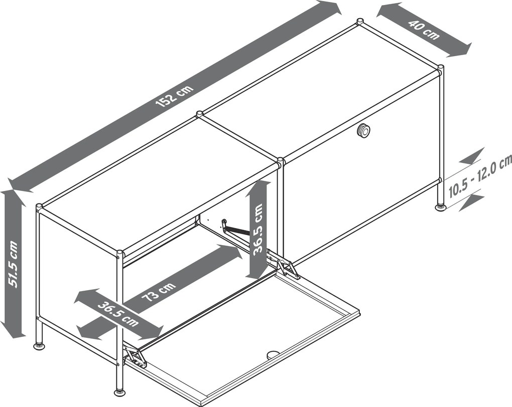 Tchibo - Kovová nízká skříňka CN3 s výklopnými dvířky - barva: bílá