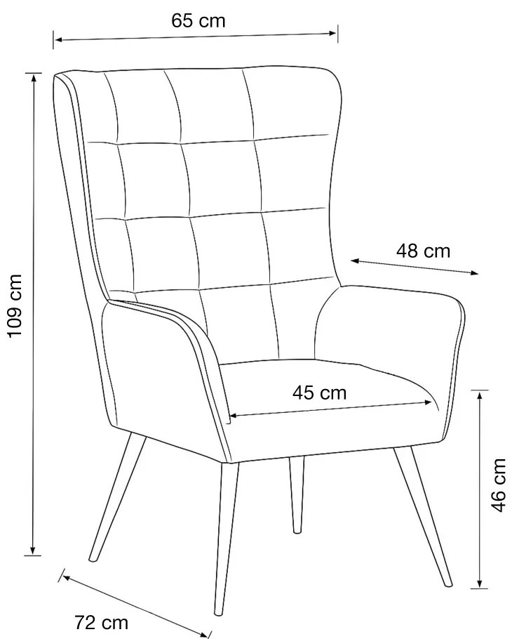 Relaxační křeslo ušák LOYD — látka, černá / modrá