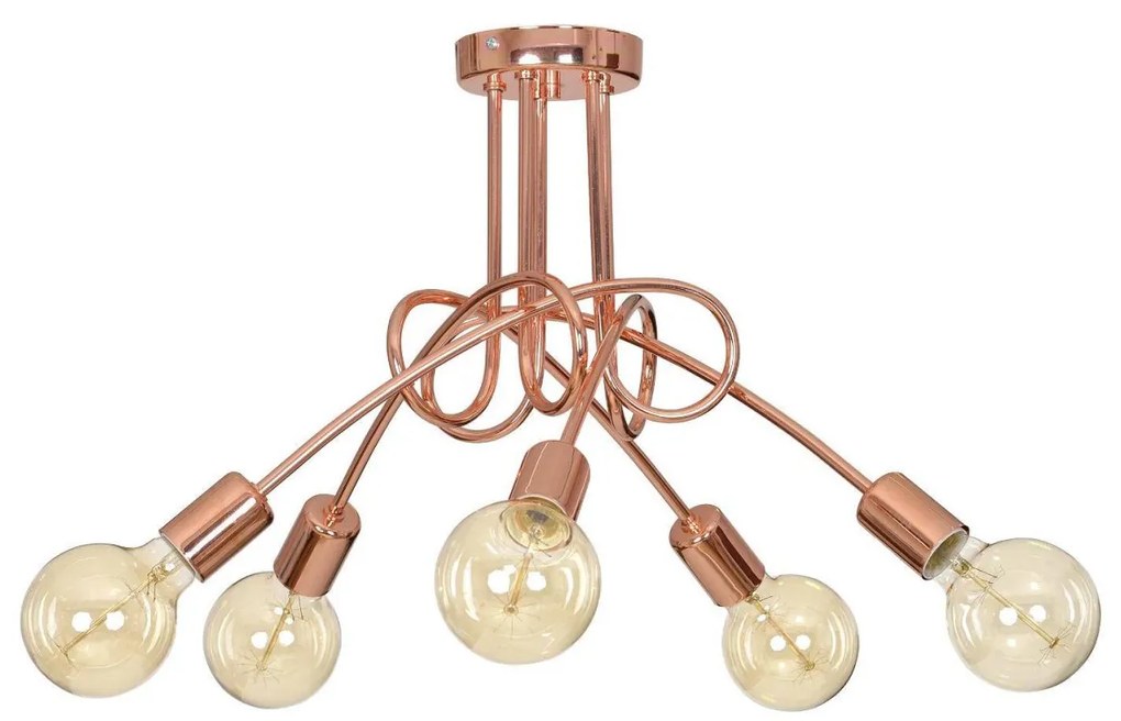 Stropní svítidlo Edison 5, měděné tělo svítidla