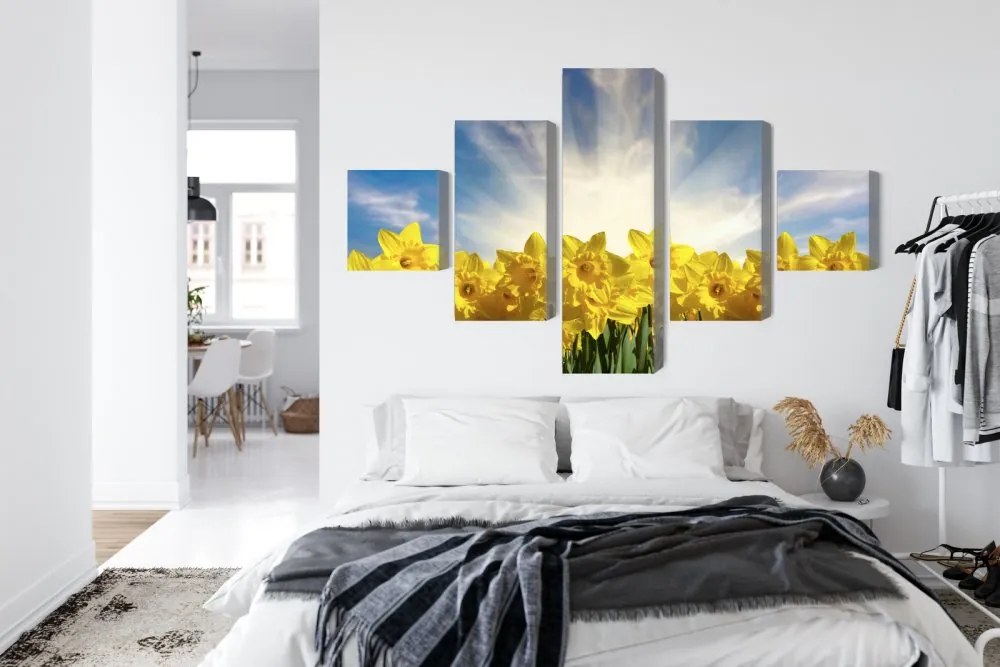 Vícedílný obraz 3D Pole Narcisů Nedostatek Nedostatek Plátno Canvas 250x150