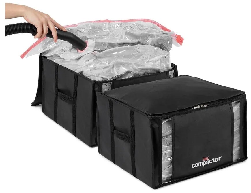 Vakuové vyztužené látkové úložné boxy na oblečení v sadě 2 ks 42x25x25 cm Black Edition – Compactor