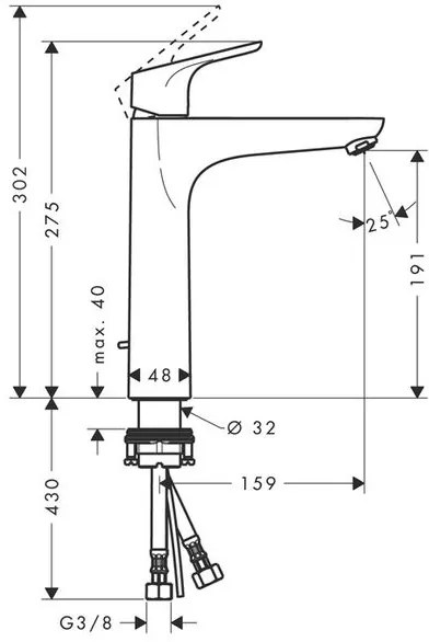 Hansgrohe Focus Baterie umyvadlová, s odtokovou soupravou, s táhlem 31608000