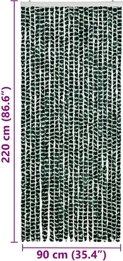 Závěs proti hmyzu zeleno-bílý 90 x 220 cm Chenille 325446