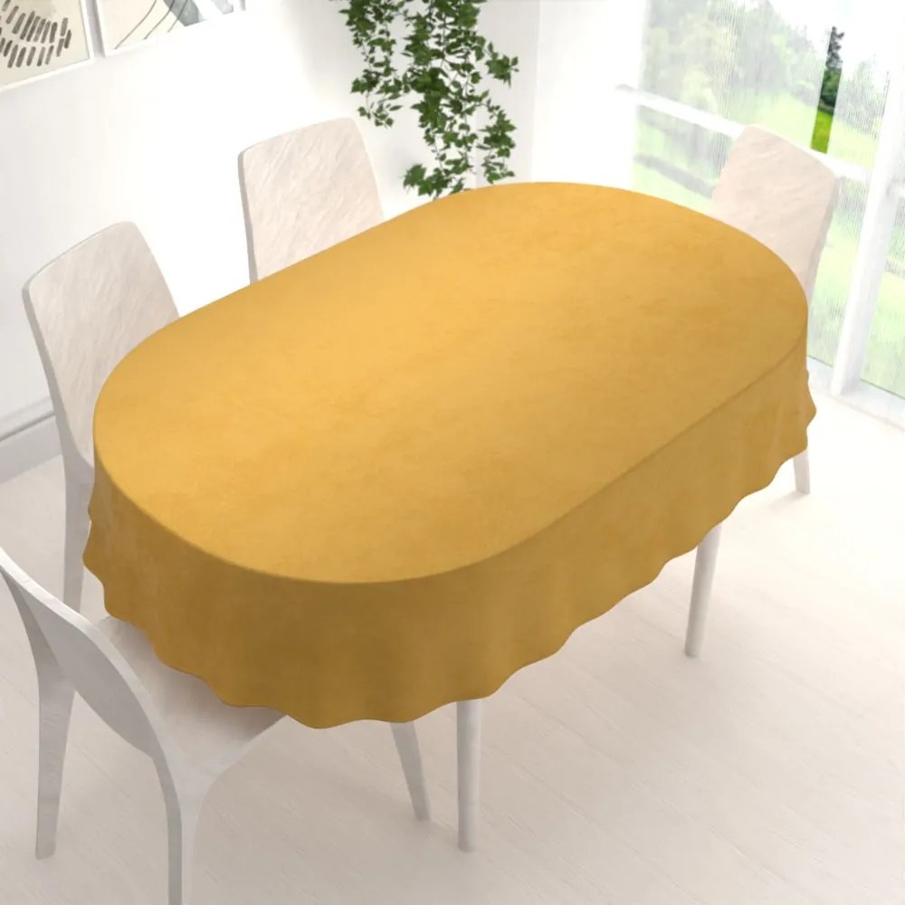Biante Velký sametový oválný ubrus Velvet Premium SVP-009 Hořčicový 180x260 cm