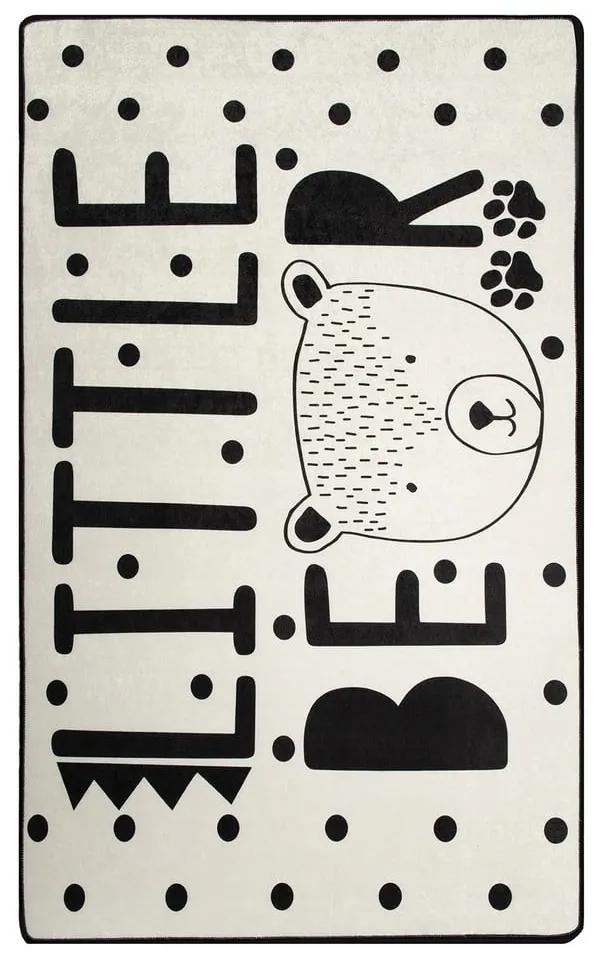 Černo-bílý dětský protiskluzový koberec Chilai Little Bear, 140 x 190 cm