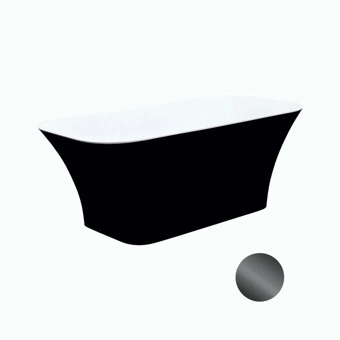 Besco Volně stojící vana z litého mramoru Assos S-Line BW Matt 160x70 Barva: Bílá/černá, Rozměry (cm): 160x70, Typ a barva výpustě: Click-Clack, chrom