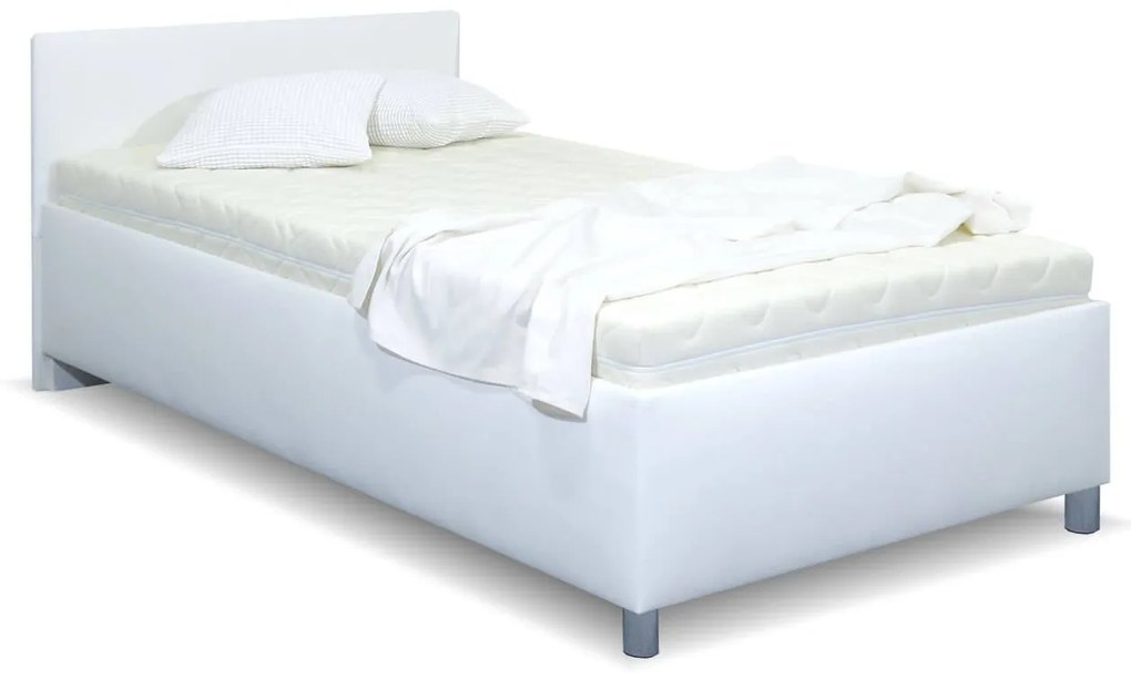 Zvýšená čalouněná postel s úložným prostorem Lyoneta, 140x200, bílá