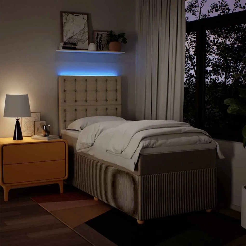 Box spring postel s matrací krémová 90x200 cm textil 3294258