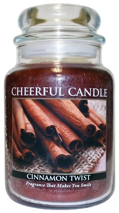 Cheerful Candle Vonná svíčka ve skle Skořice - Cinnamon Twist, 24oz