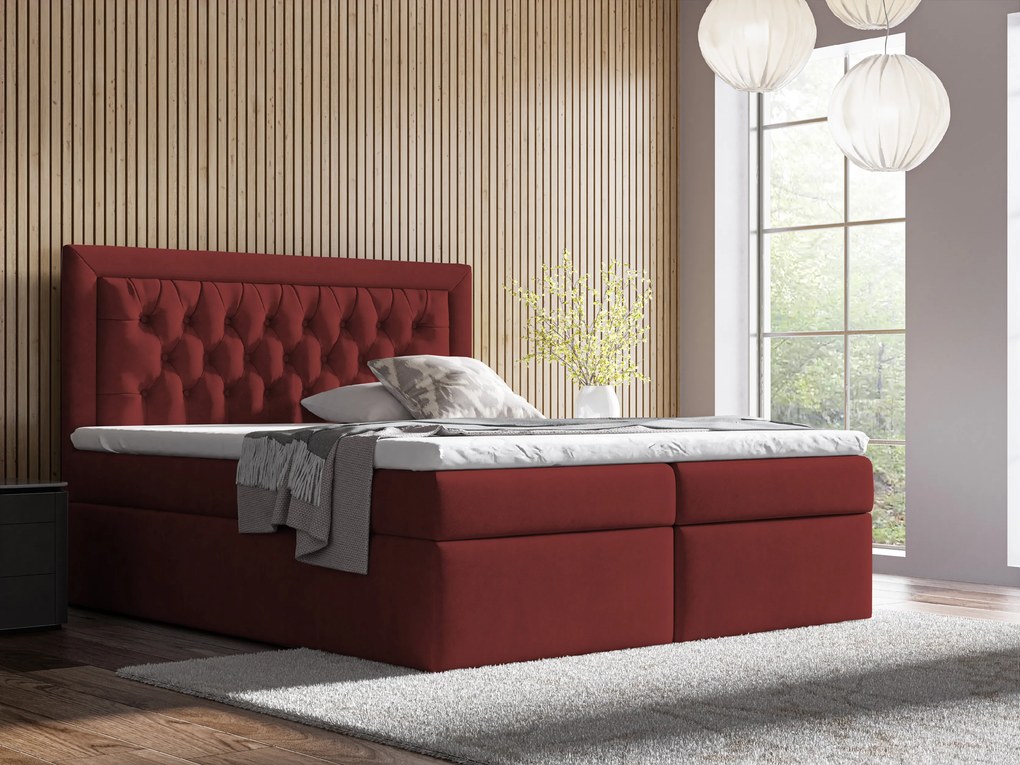 Eka Kontinentální čalouněná postel Mona - Kronos (90x200 cm) Barva látky: Tmavě zelená (Kronos 14)