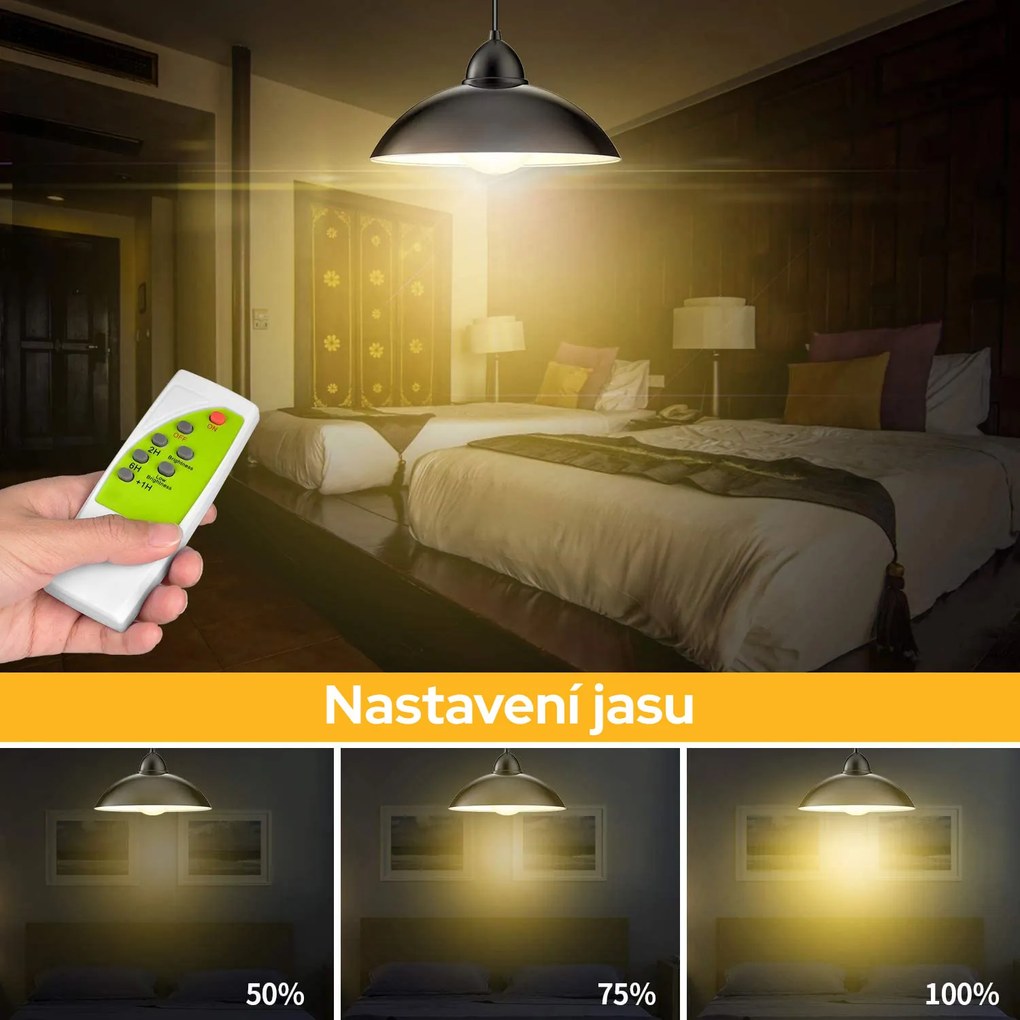 Bezdoteku LEDSolar 12 solární závěsná lampa na zahradu s dálkovým ovládáním, iPRO, 8W, studené světlo