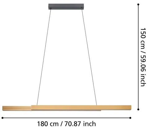 Eglo 390369 - LED Stmívatelný lustr na lanku MONTEBUONO LED/21W/230V 3000K hnědá