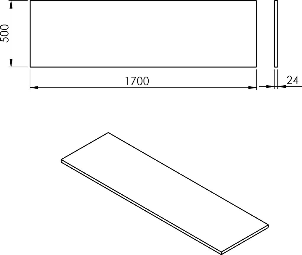 Sapho PLATO deska Rockstone 1700 x 24 x500 mm bílá mat PL170-0101