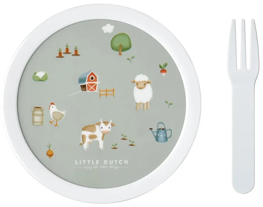 Světle zelený plastový dětský svačinový box Little Farm by Little Dutch – Mepal