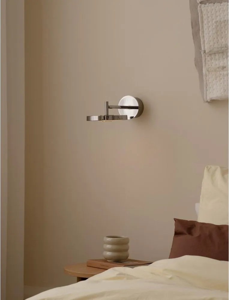 LED nástěnné svítidlo s ohybatelnou konstrukcí/stmívatelné do zásuvky v leskle stříbrné barvě ø 15 cm Asteria Wall Short – UMAGE