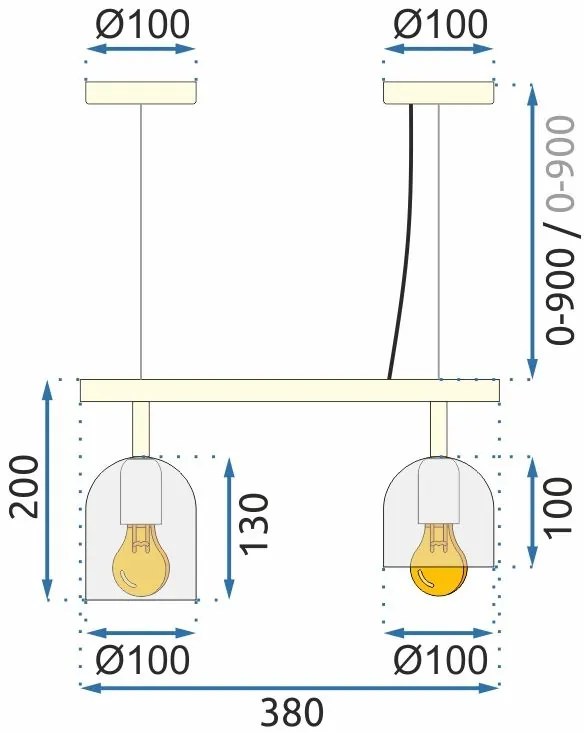 Toolight, závěsné stropní svítidlo 2xE27 APP1032-2C, bílá-zlatá, OSW-06983